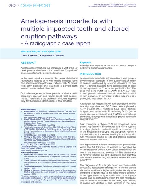 Amelogenesis Imperfecta With Multiple Impacted Teeth And Altered