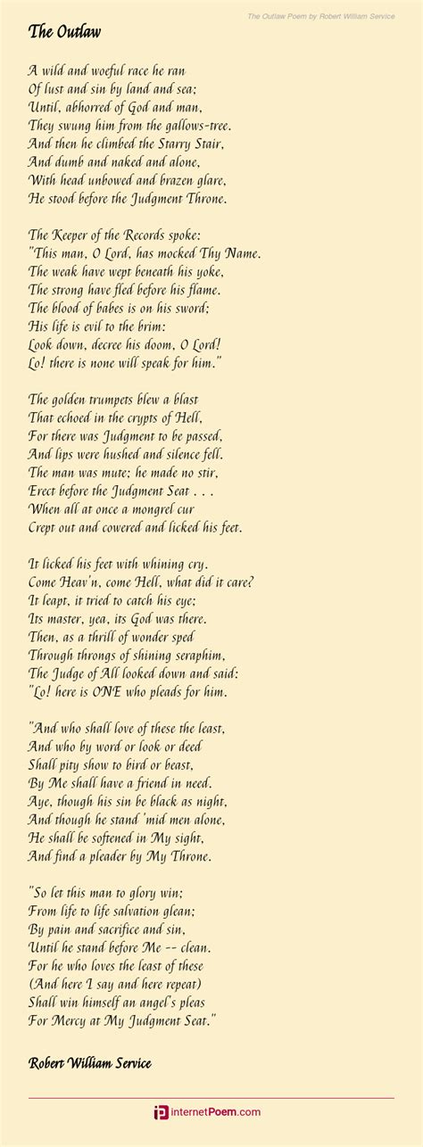 The Outlaw Poem By Robert William Service The Outlaw Poem By Robert William Service