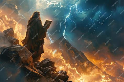 Premium Photo Moses On Mount Sinai Receiving The Ten Commandments