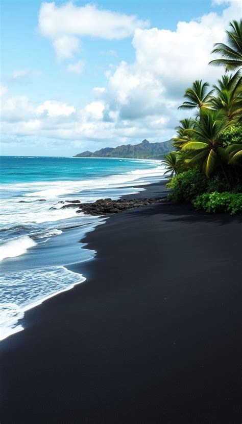 Black Sand Beaches In Hawaii Punaluu Adventure Beach With Black Sand Aesthetic Black Sand