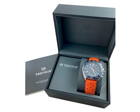 Tag Heuer Formula 1 Chronograph Blue Dial Orange Rubber Watch With 3