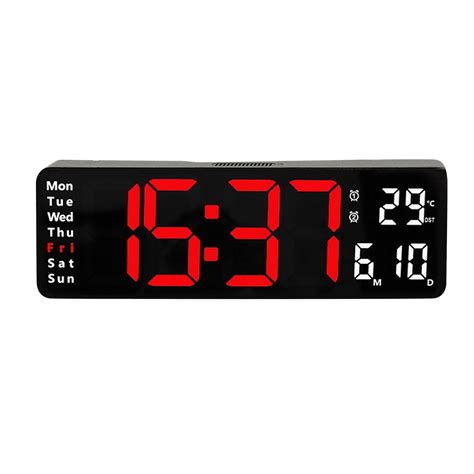 Awulzfenggg Large Led Digital Wall Clock Temperature Date Day Display Usb Remote Control Timer