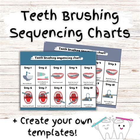 Teeth Brushing Sequencing Chart Teeth Brushing Visual Aid Step By Step Teeth Brushing Etsy