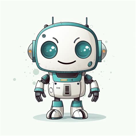 Happy Cartoon Small Robot Generative Ai Stock Illustration