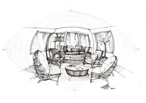 Interior Sketchcurvilinear Perspective By Windihedi On Deviantart