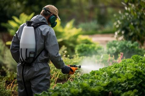 Premium Photo Farmer Using Precision Organic Pest Control Equipment