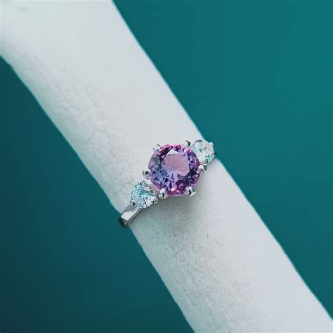 Natural Purple Amethyst Ring Round Cut Amethyst Ring 925 Sterling