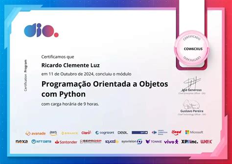 Programação Orientada A Objetos Com Python Ricardo Clemente Luz