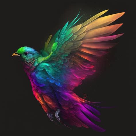 Premium Ai Image Majestic Rainbow Bird Soaring Through Space