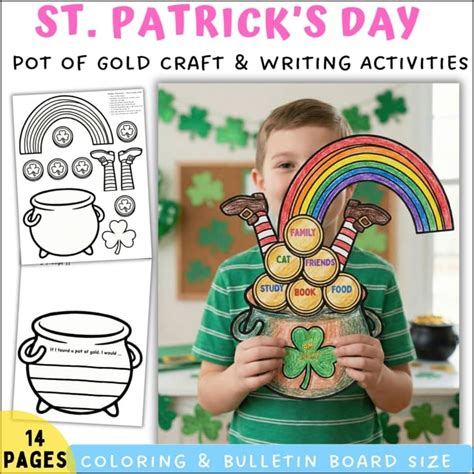 St Patricks Day Pot Of Gold Craft And Writing Prompts Bulletin Board