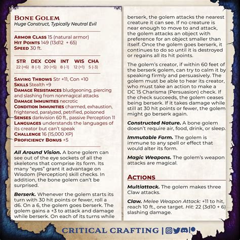 Oc Bone Golem Statblock Rdndmonsters