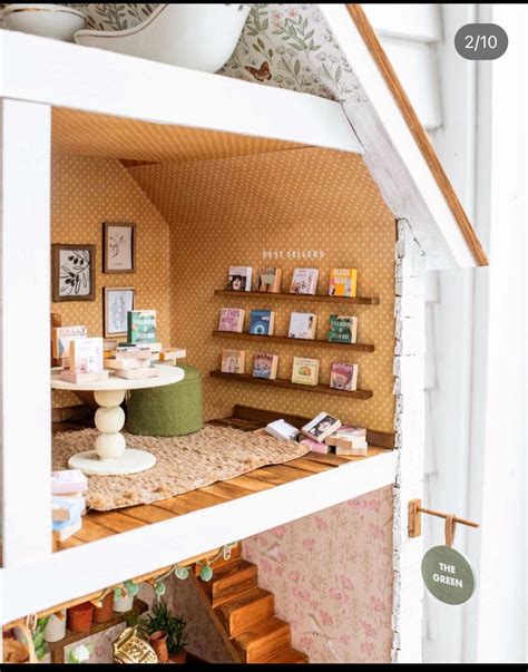 Victorian Dollhouse With Stairs And Bookshelves