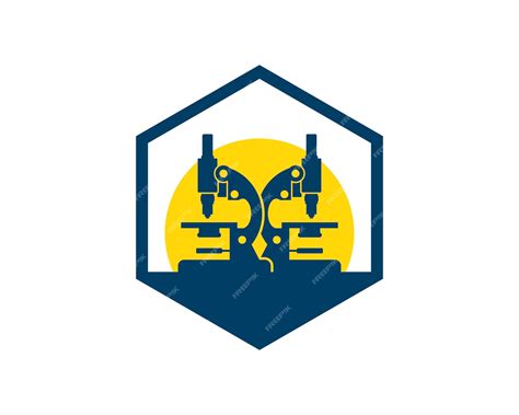 Premium Vector Hexagonal Shape With Two Laboratory Microscope Inside