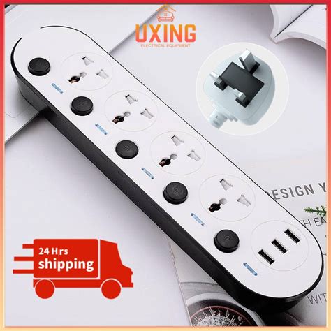 [singaporeandlocal Stock] Oval Universal Power Socket Extension Socket With Usb For Quick Charging