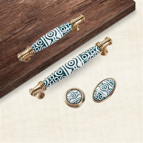 Floral Pattern Ceramic Drawer Pulls Kitchen Door C Grandado