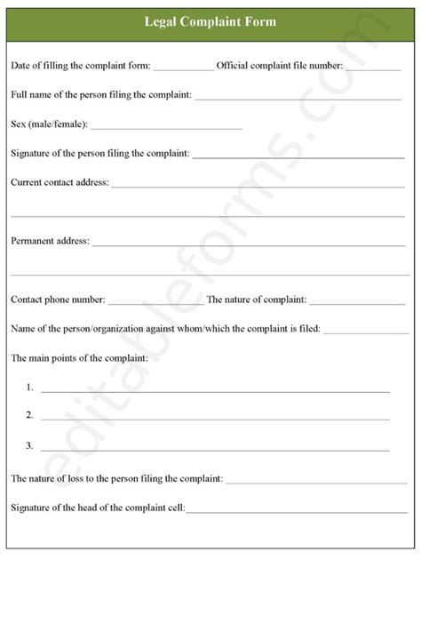 Legal Complaint Fillable Pdf Template Legal Forms Complaints