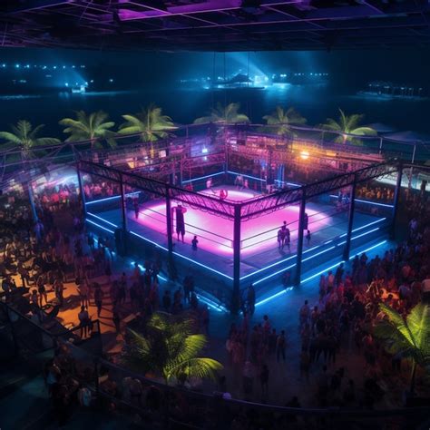 Premium Ai Image Arafed View Of A Wrestling Ring With A Neon Ring