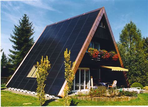 Solar Panel A Frame House With Copper Roof Design