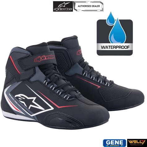 Alpinestars Sektor Waterproof Black White Grey Motorcycle Riding Shoes