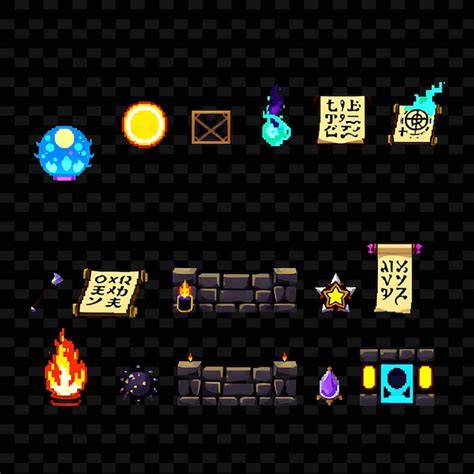 Set With Items Arcane Orb Ancient Tablet Floating Scrolls Magical