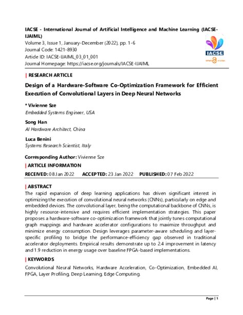 Pdf Design Of A Hardware Software Co Optimization Framework For