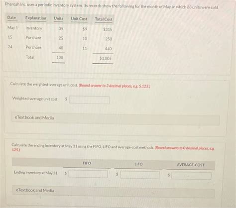 Solved Caladape The Weithed Average Unit Cost Round Arswer