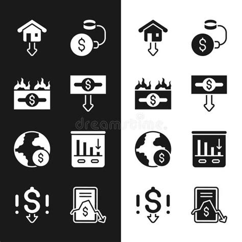 Set Dollar Rate Decrease Burning Dollar Bill Falling Property Prices