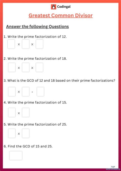 M G05m05l07 We02 Finding The Greatest Common Divisor 6 Interactive Worksheet Topworksheets