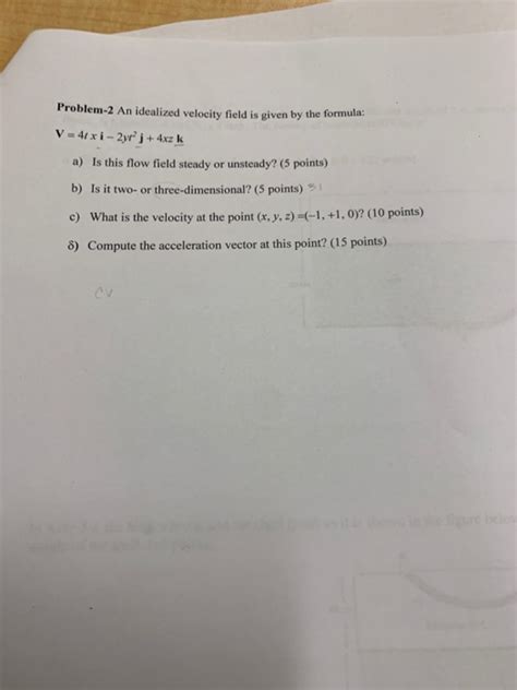 Solved Problem An Idealized Velocity Field Is Given By The Chegg