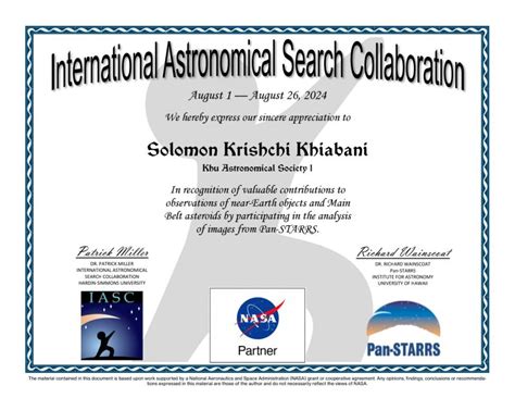 Solomon Krishchi Khiabani On Linkedin Nasa Iasc Certificate Team