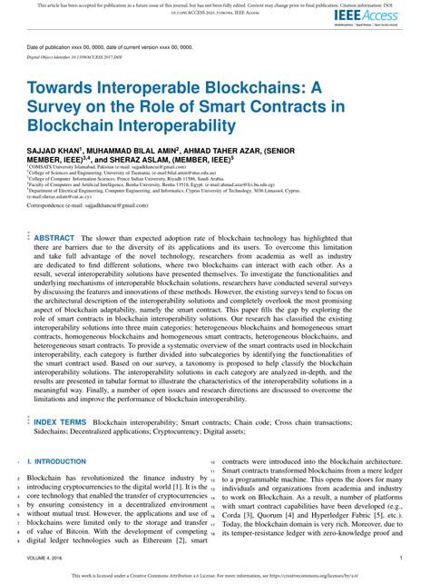 Pdf Towards Interoperable Blockchains A Survey On The Role Of Smart