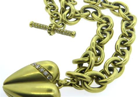 Massive Vahe Naltchayan Diamond Gold Toggle Necklace With Heart Pendant