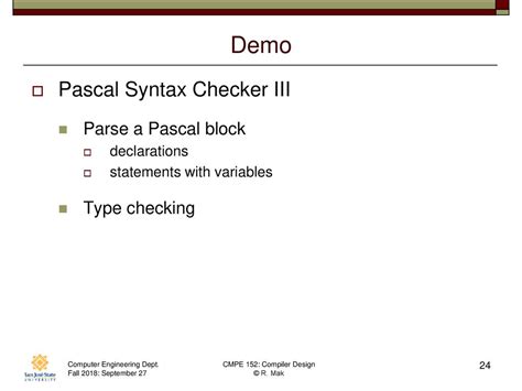 Cmpe 152 Compiler Design September 27 Class Meeting Ppt Download