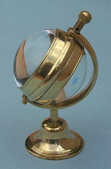 Brass Spherical Globe Desk Clock Stanley London