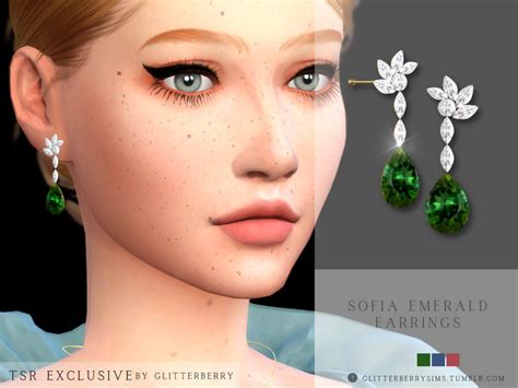 Glitterberrysims Custom Content — Tsr Exclusive Sofia Emerald Earrings
