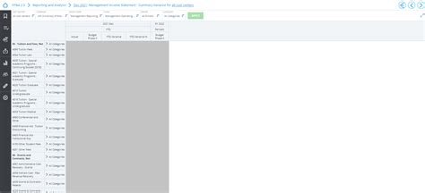 Reporting And Analysis Management Income Statement Summary Variance