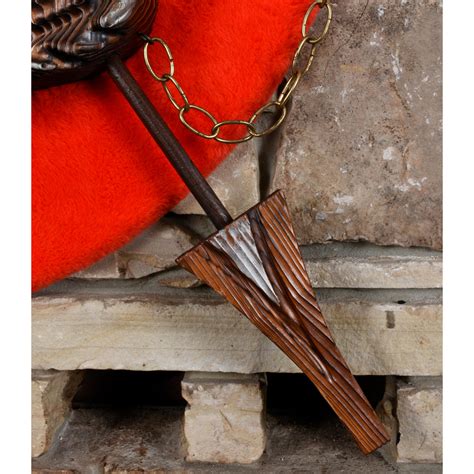 Witco Red Faux Fur Cedar Wood Carved Shield Knight And Spears