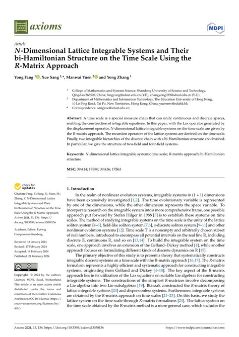Pdf N Dimensional Lattice Integrable Systems And Their Bi Hamiltonian