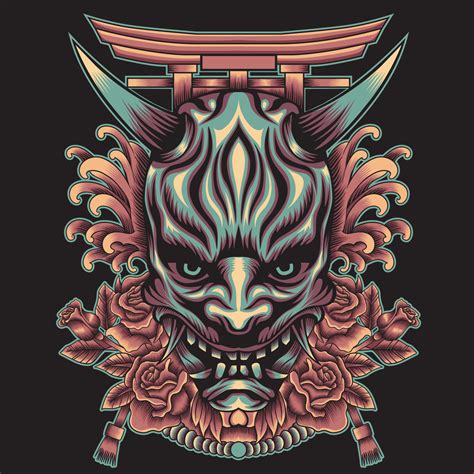 Oni Mask With Japanese Ornament Illustration 6317689 Vector Art At Vecteezy