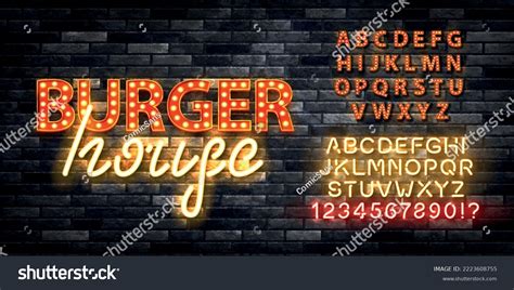 Vector Realistic Isolated Marquee Sign Burger Stock Vector Royalty