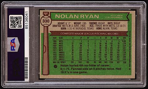 Nolan Ryan Signed 1976 Topps 330 Inscribed The Ryan Express Psa