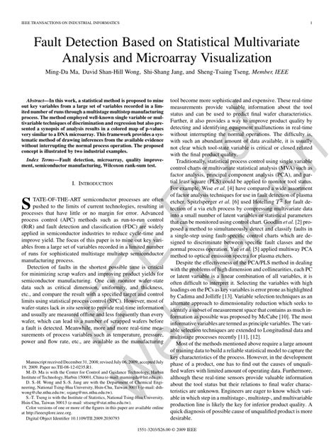Pdf Fault Detection Based On Statistical Multivariate Analysis And