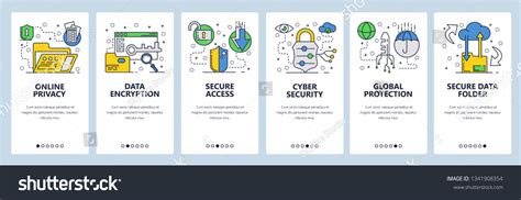 Web Site Onboarding Screens Cyber Security Stock Vector Royalty Free