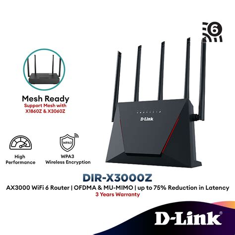 D Link Dir X3000z Ax3000 High Gain Antennas Mesh Wireless Wifi 6 Route