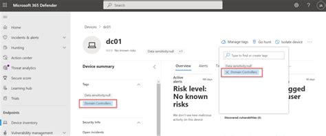 tag domain controllers automatically in defender for endpoint using kql