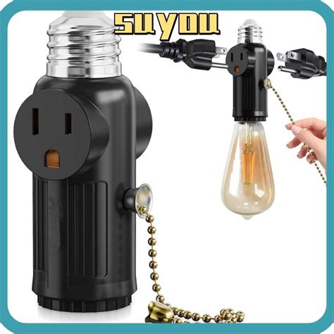 Suyo Light Socket To Plug Adapter Pbt Black Light Bulb Socket Adapter