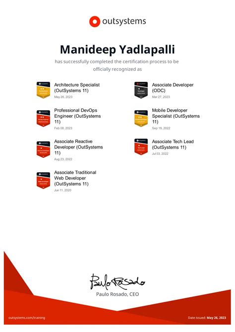 Manideep Yadlapalli On Linkedin Outsystems Lowcode Certification Achievement