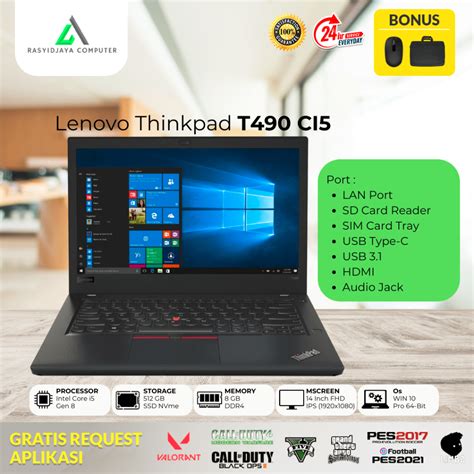 Jual Laptop Lenovo Thinkpad T440 T460 T470s T480s T490 Intel Core I7 I5 Ram 8gb SSD 256gb