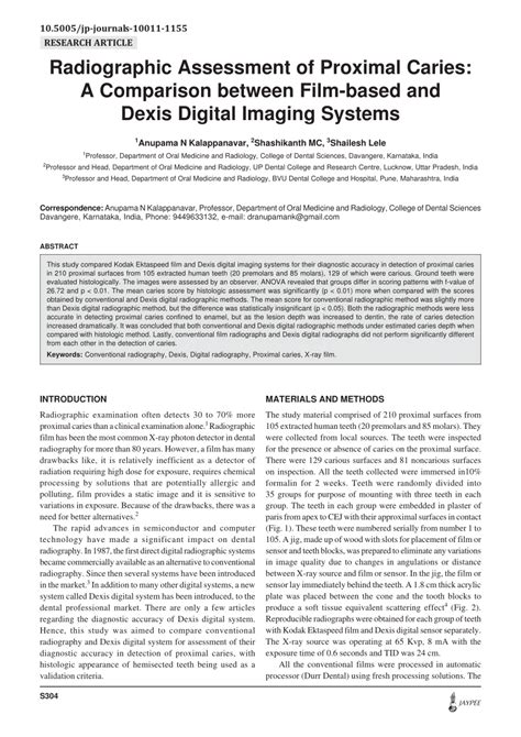 Pdf Radiographic Assessment Of Proximal Caries A Comparison Between Film Based And Dexis