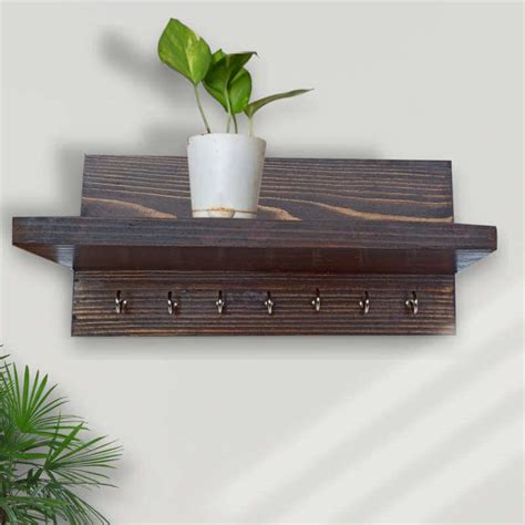 Wooden Wall Mount Key Holder With Shelf Spice Up The Decor Of Your Walls